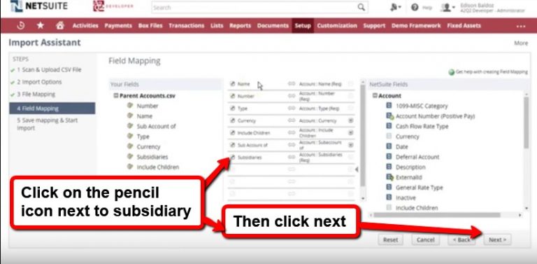 NetSuite Chart of Accounts Upload