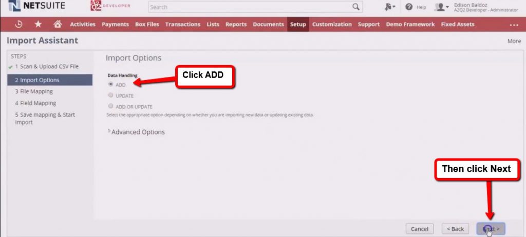 NetSuite Customers Upload