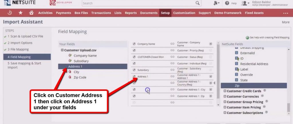 NetSuite Customers Upload