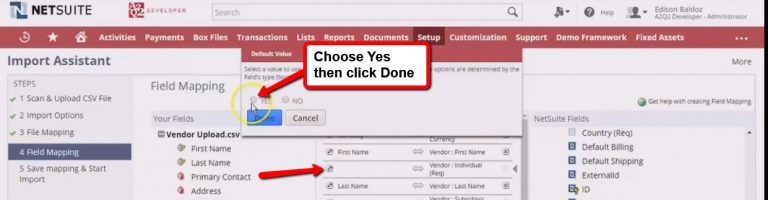 NetSuite Vendors Upload