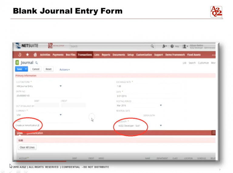 NetSuite Create Amortization Journal Entry