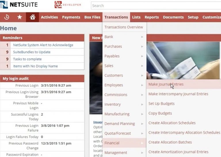 NetSuite Create Manual Journal Entry