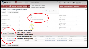 NetSuite Create Amortization Journal Entry