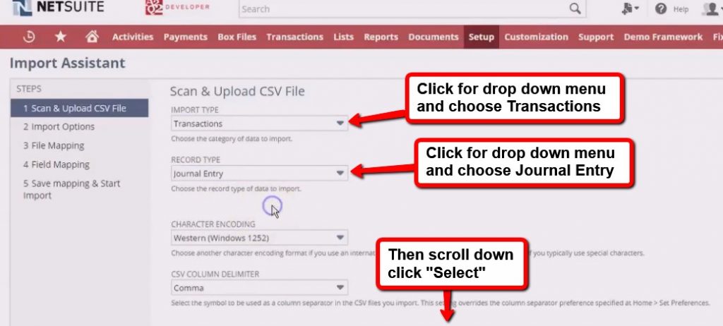 NetSuite Journal Entries Upload