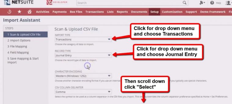 NetSuite Journal Entries Upload