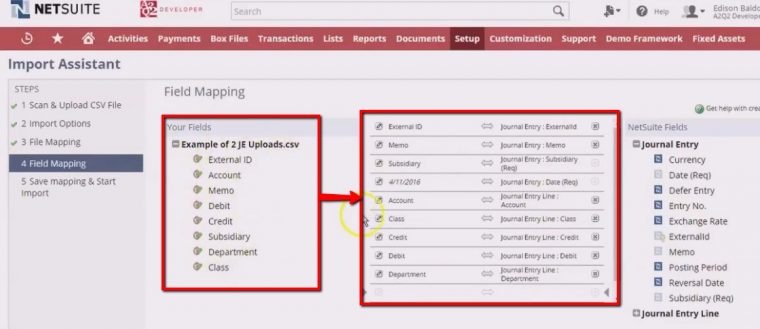 NetSuite Journal Entries Upload