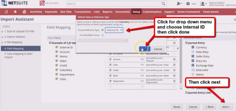 NetSuite Journal Entries Upload