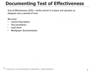SOX Test of Effectiveness & Documentation