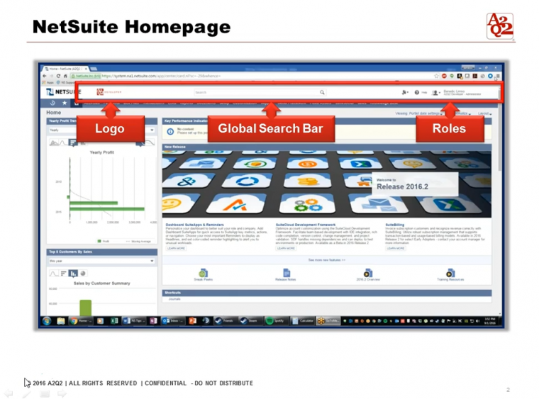 NetSuite Homepage and Dashboard