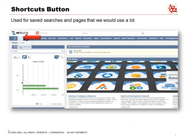 NetSuite Shortcut Buttons
