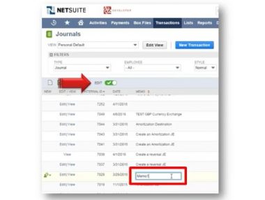 NetSuite Journal Entry Sorting and Inline Editing