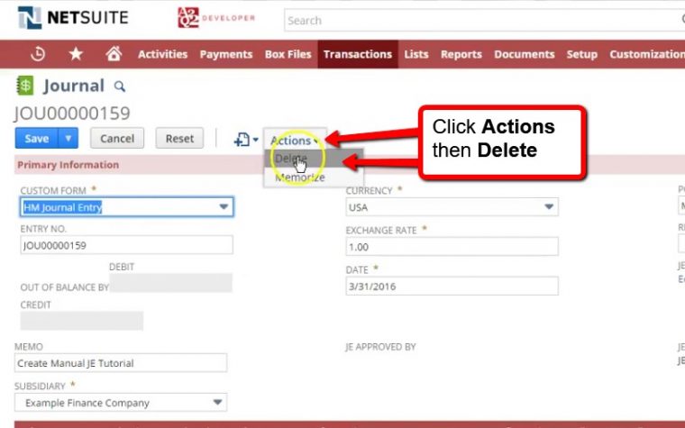 How to edit or delete a journal entry
