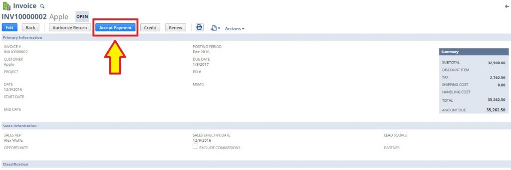 How to create a customer receipt in NetSuite
