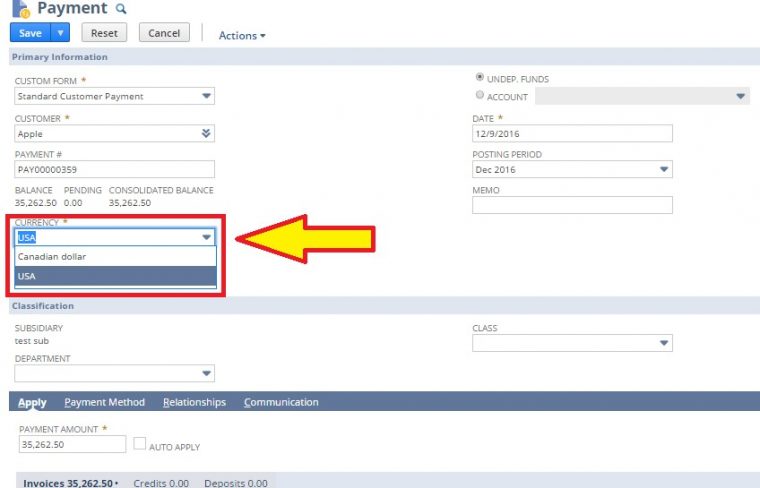How to create a customer receipt in NetSuite