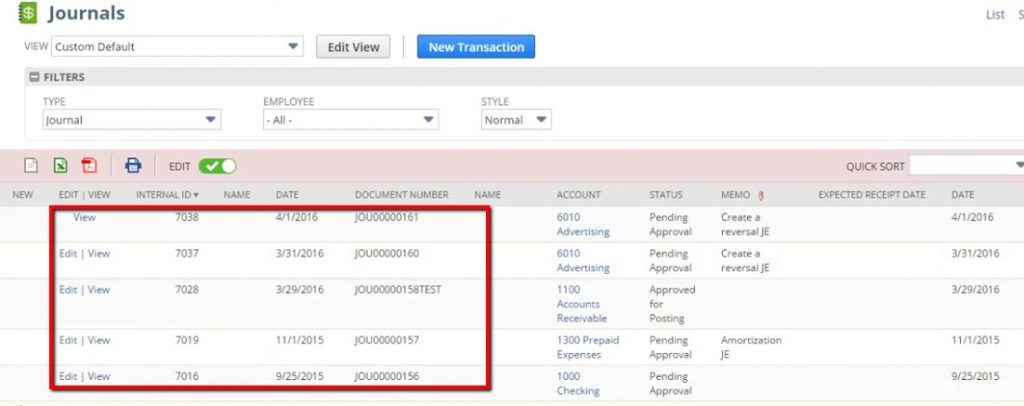 How to edit or delete a journal entry
