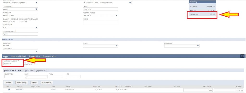 How to create a customer receipt in NetSuite
