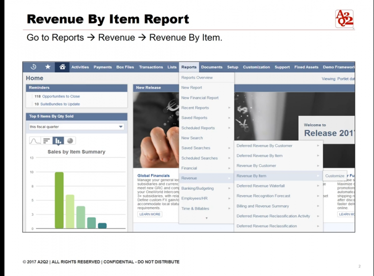 NetSuite Revenue by Item Report