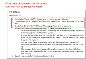 ITGC System Change Log Review – Good Example of Documentation