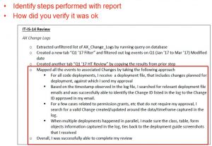 ITGC System Change Log Review – Good Example of Documentation